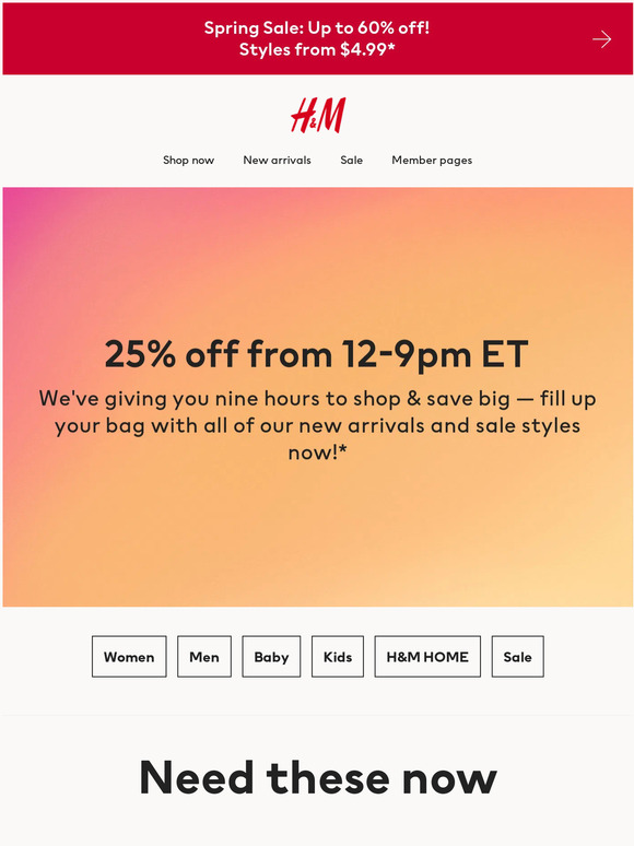 H&M: 25% off starts at 12pm ET | Milled