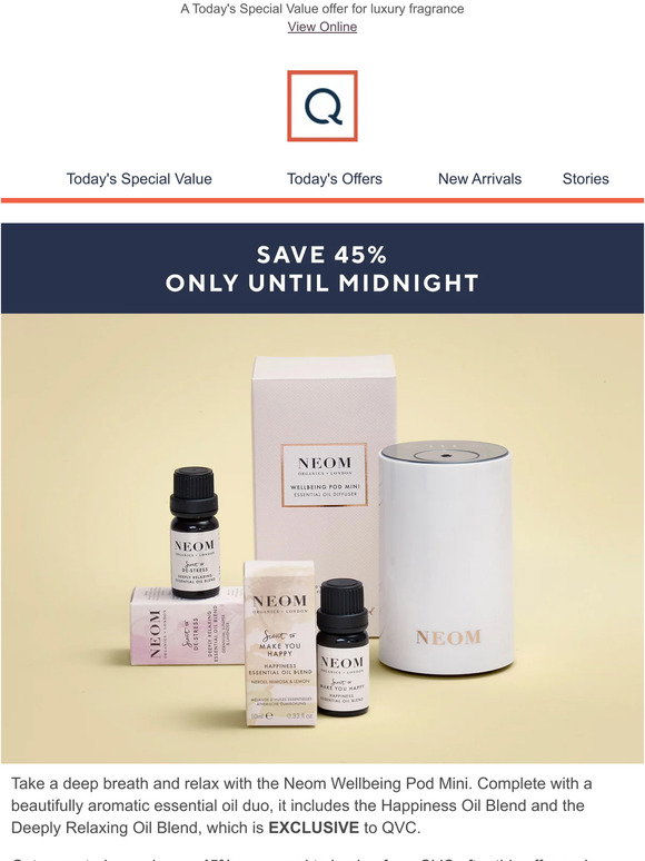 QVC: Save 45% on an exclusive Neom Wellbeing Pod | Milled