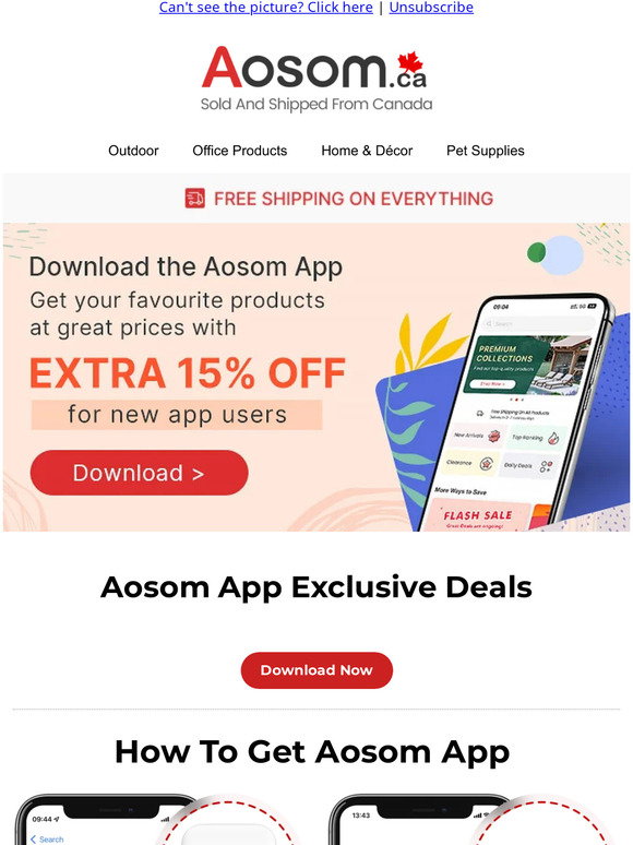 Aosom: Get 15% Off On Your First Purchase On Aosom App | Milled