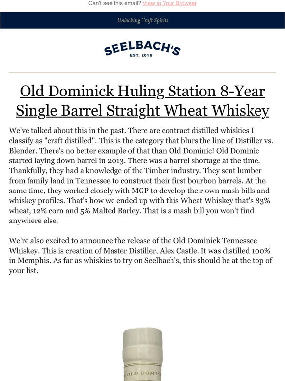 Seelbachs: Old Dominick Huling Station 8-Year Single Barrel Straight ...