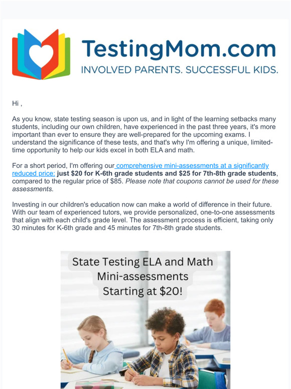 Testing Mom: Discover child's ELA and math strengths and weaknesses ...