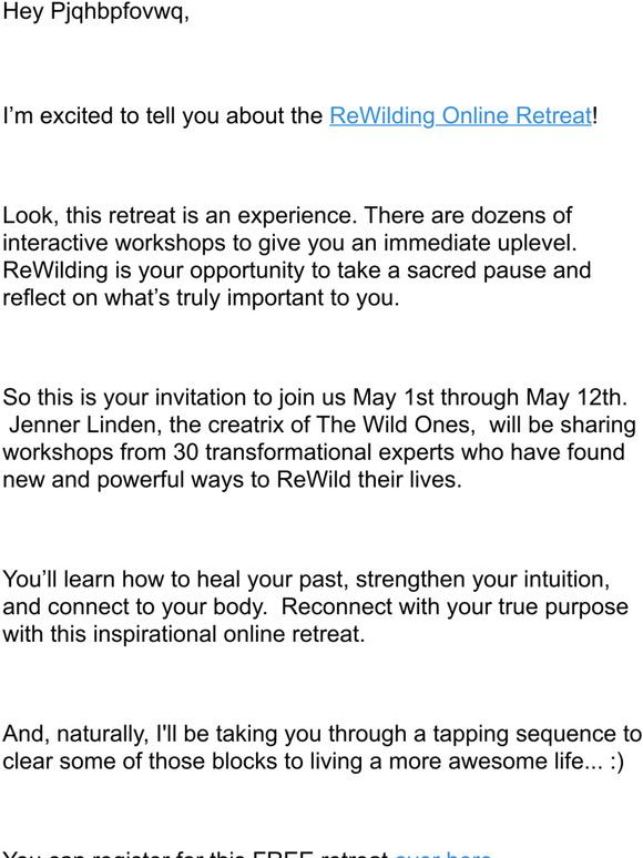 Love Your Body: Save your Spot: Get Your Free Ticket to ReWilding | Milled