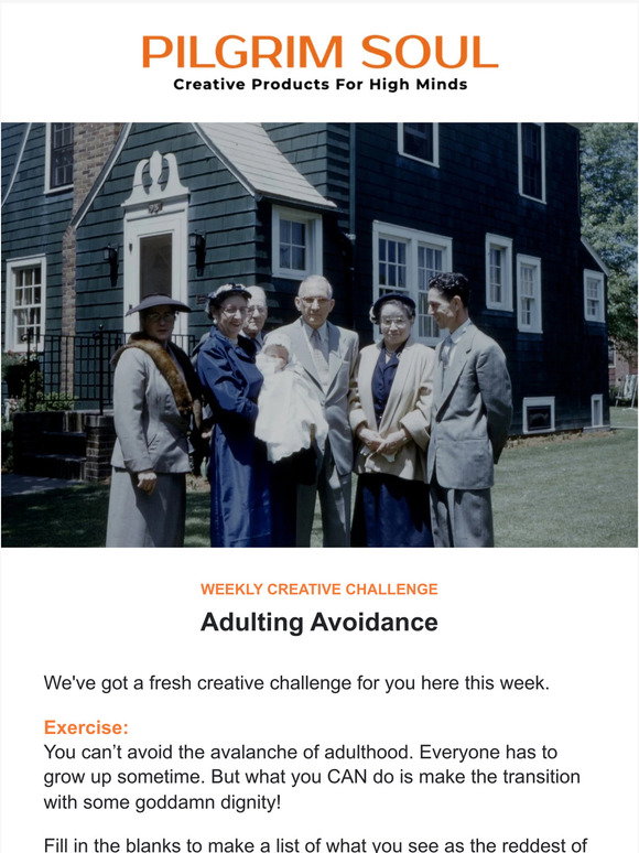 Pilgrim Soul: Reminder: Adulting Avoidance Creative Challenge | Milled