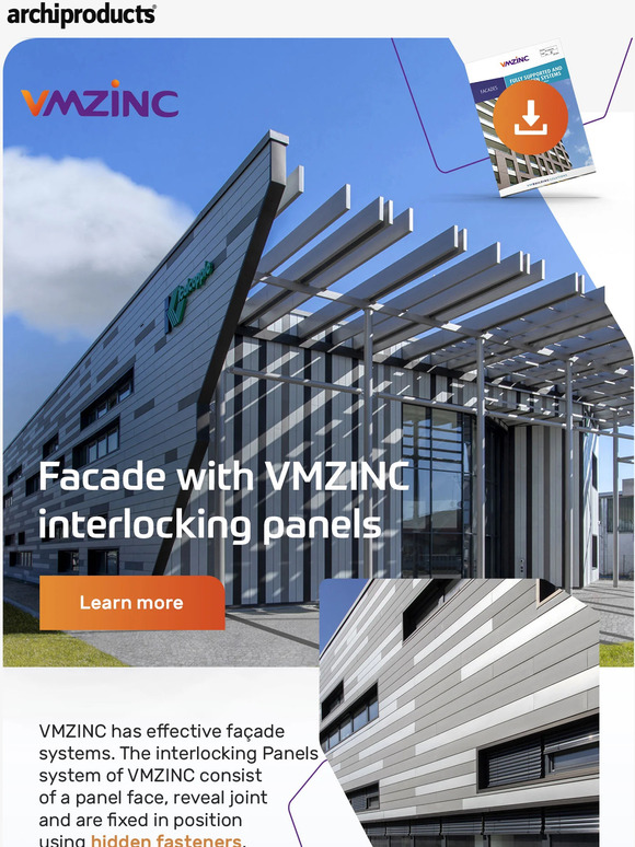 Archiproducts: Cladding for facade in VMZINC interlocking panels | Milled