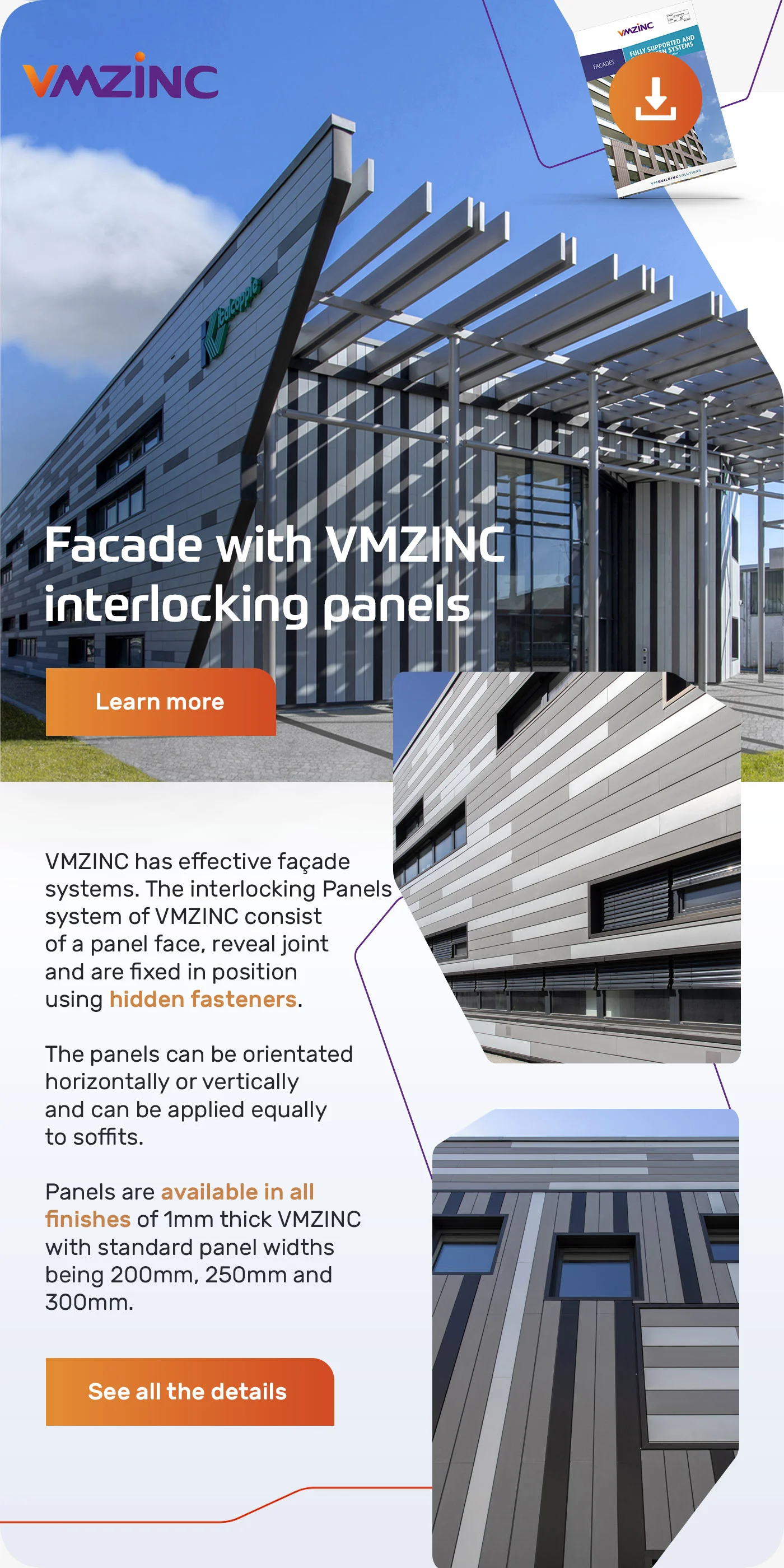 Archiproducts: Cladding for facade in VMZINC interlocking panels | Milled