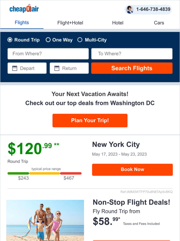 CheapOair: Non-Stop Flight Deals! Fly Round Trip from $58.99 | Milled