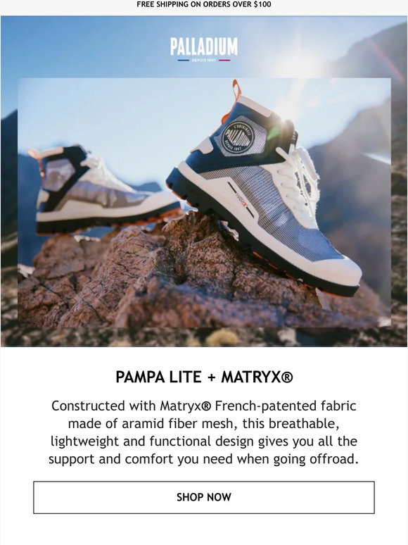 Palladium Boots: Constructed with Matryx® French-patented fiber mesh ...