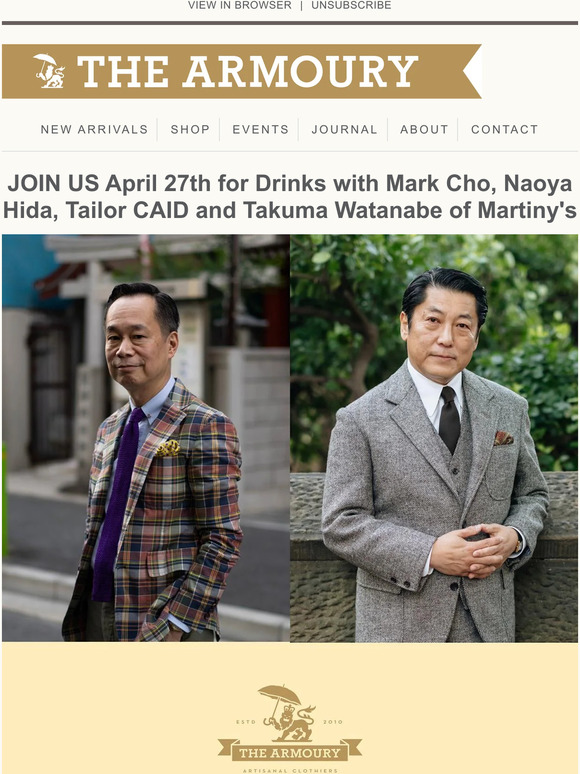 The Armoury: Spring Showcase April 27th | Join Mark Cho, Naoya Hida ...