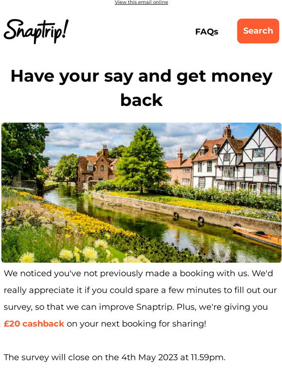 Snaptrip: Fill out our survey and get £20 off your next stay | Milled