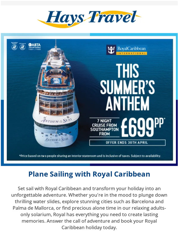 Hays Travel: Sail away on a Royal Caribbean Cruise | Milled
