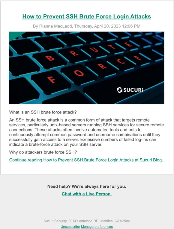 Sucuri: How to Prevent SSH Brute Force Login Attacks | Milled