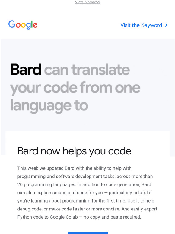 Google: Code with Bard, plan a trip with Chrome and more | Milled