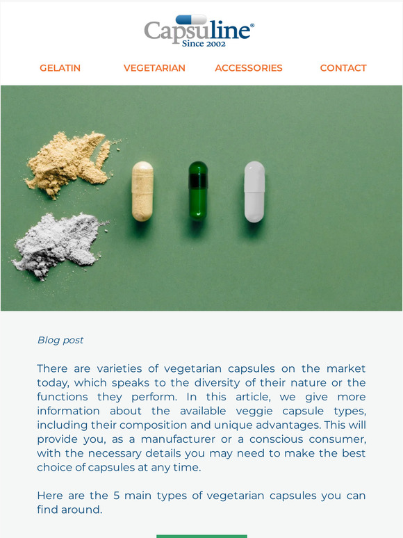Capsuline: 🍃 5 Types of Vegetarian Capsules | Milled