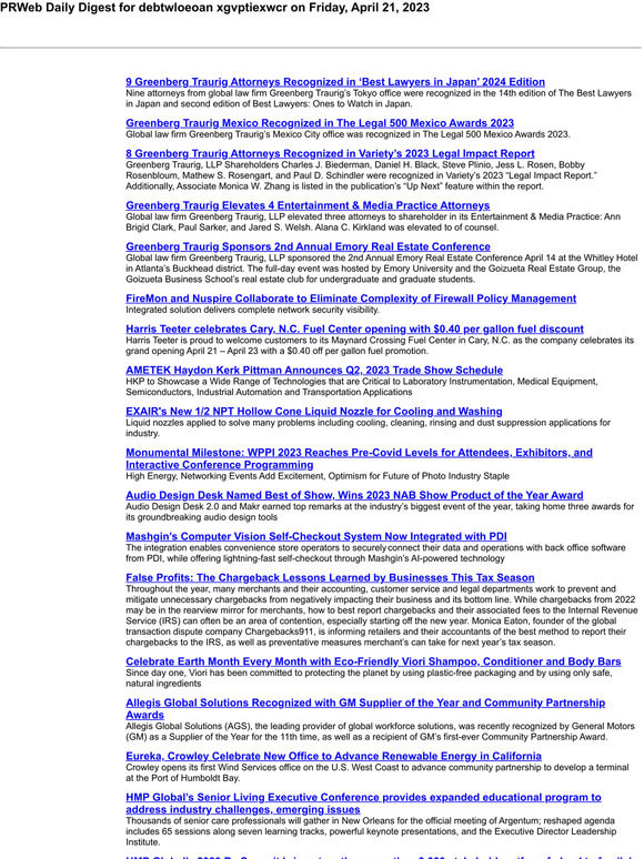 PRWeb: PRWeb Daily Digest for — — on Friday, April 21, 2023 | Milled