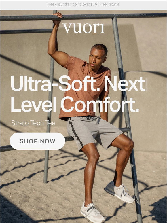 Vuori: New color drop—Strato Tech Tee | Milled