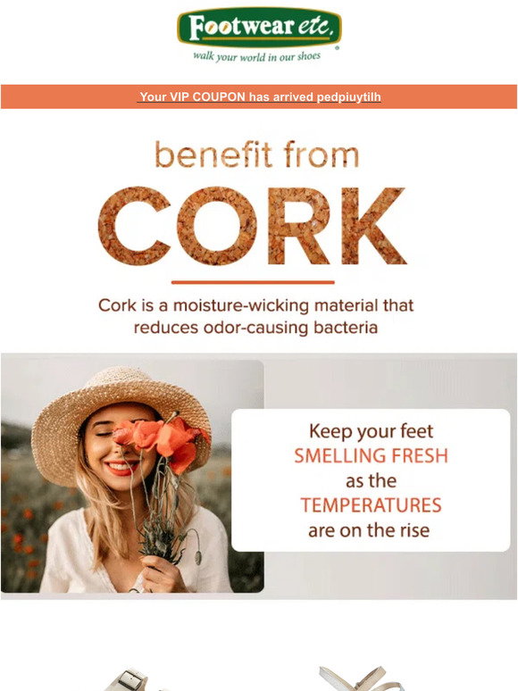 Footwear ETC.: Goodbye stinky feet. Hello moisture-wicking cork ...