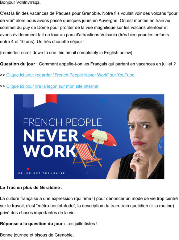 Comme Une Française: 🇫🇷 Do French People Work? 🤔 [Weekly lesson] | Milled