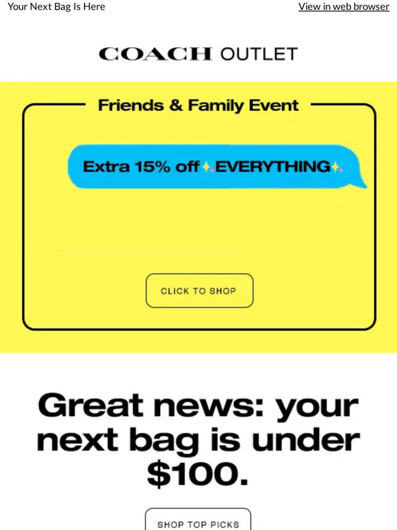 Coach: Hello, Bags Under $100 | Milled