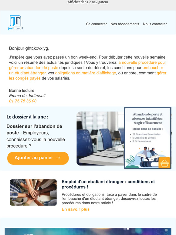 Juritravail: [News Juridique] Abandon de poste - Embaucher un étudiant étranger - Gestion des ...