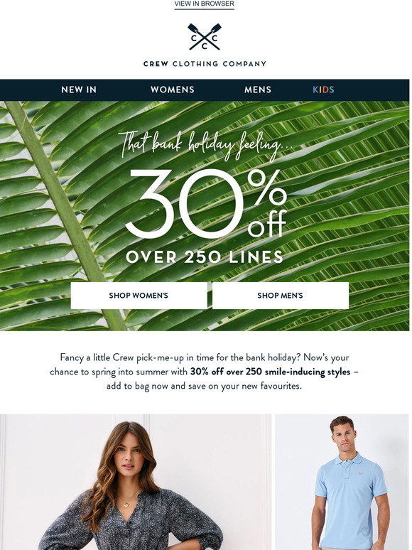 Crew Clothing: 30% OFF over 250 styles now on | Milled