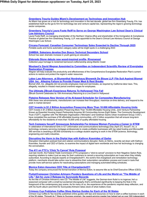 PRWeb: PRWeb Daily Digest for — — on Tuesday, April 25, 2023 | Milled