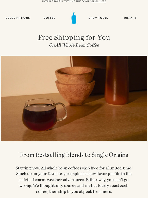 Blue Bottle Coffee: So Long April, Hello Free Shipping | Milled