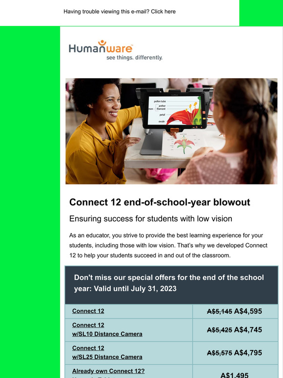 Humanware uk: Connect 12 end-of-school-year blowout | Milled