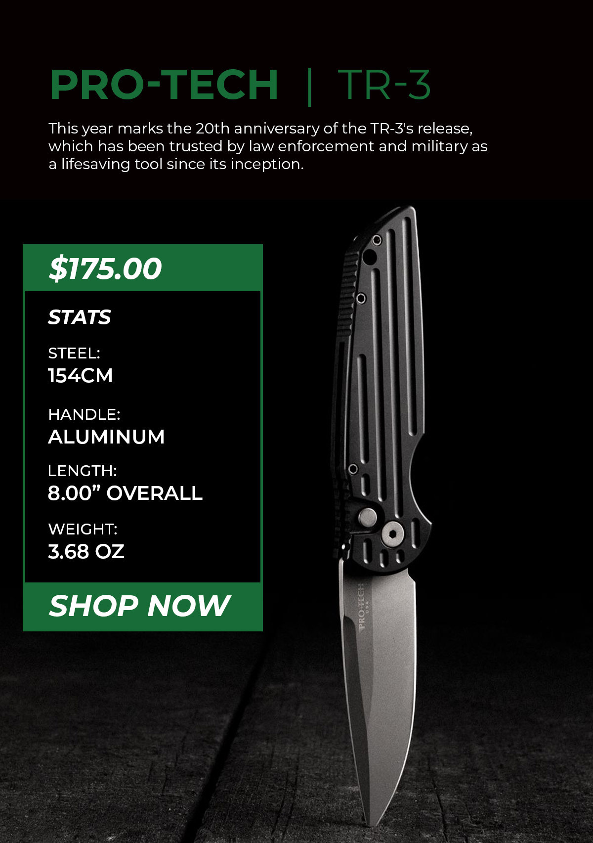 Blade HQ: Pro-Tech TR-3 - Trusted For 20 Years! | Milled