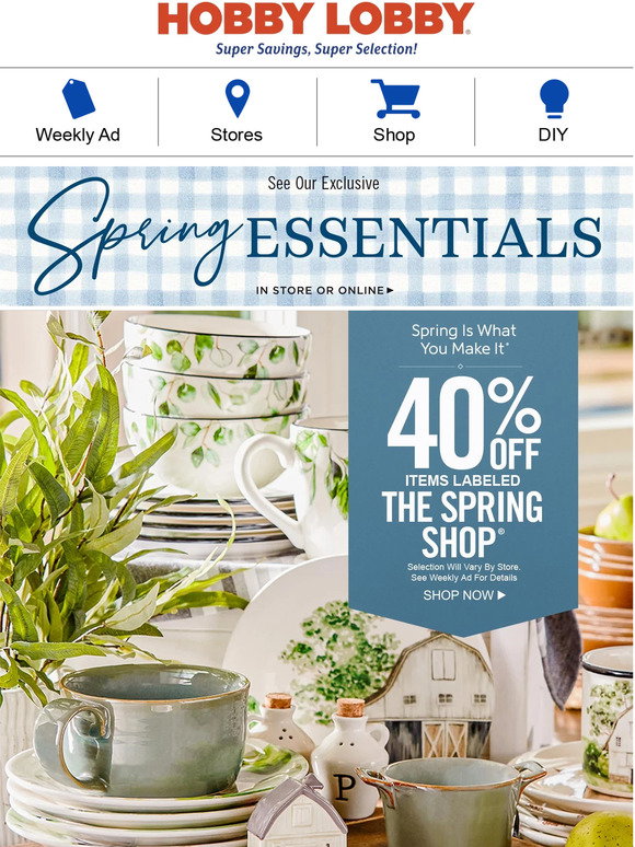 Hobby Lobby: 40% Off Fresh Spring Tablewares 🌿 | Milled
