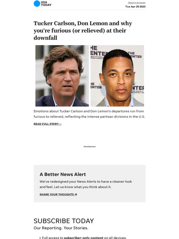 USA TODAY: News alert: Tucker Carlson, Don Lemon and why you're furious ...