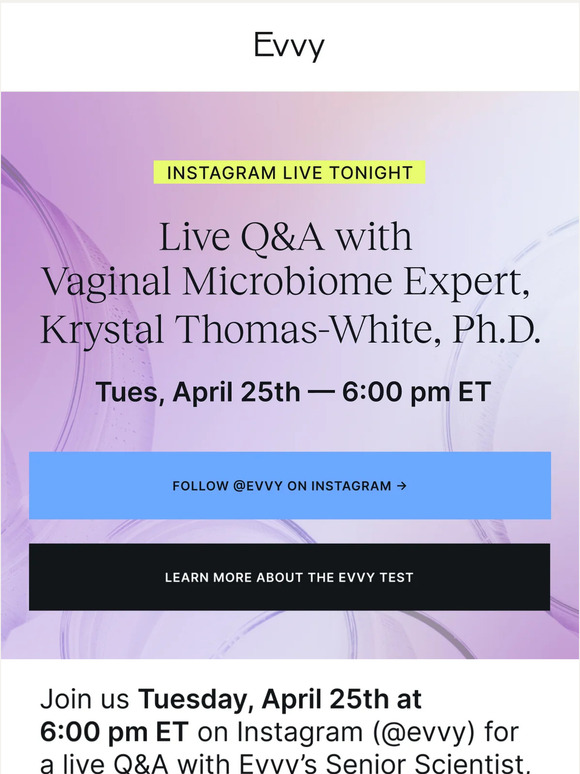 Evvy: 🗓️ Tonight: Q&A with Vaginal Microbiome Expert Dr. Thomas-White ...