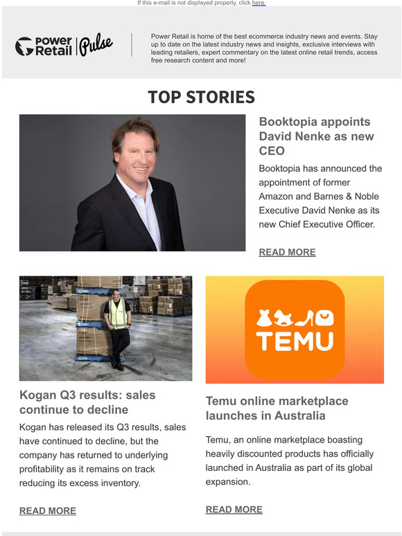 Power Retail: Booktopia Appoints New CEO | Temu Challenges Aussie ...