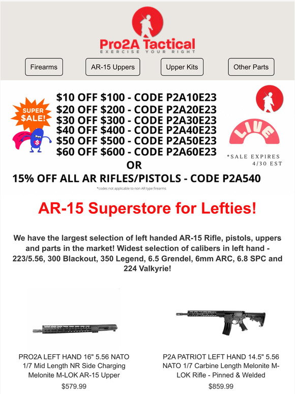 Pro2A Tactical: Left handed AR-15 Rifles, Pistols & Uppers! | Milled