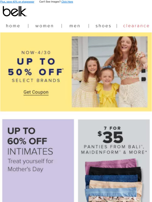 Belk: Stock up on your faves! Shop 7 for $35 panties from Bali ...