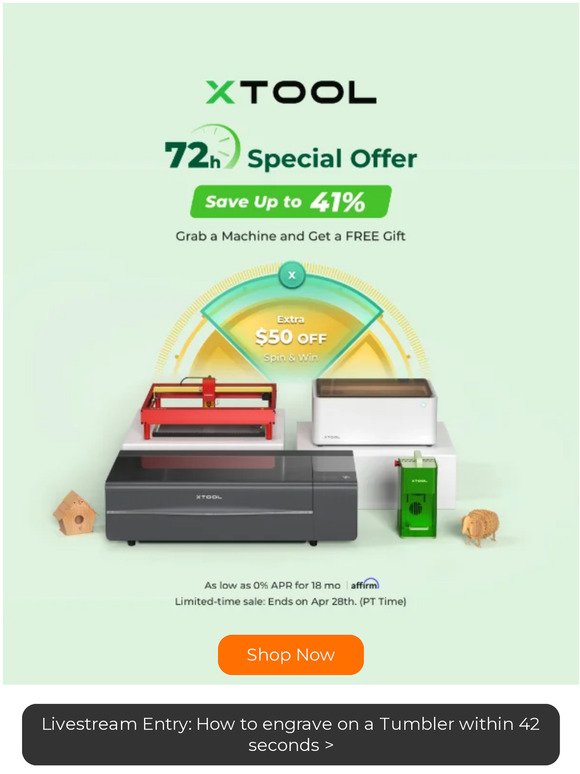 xTool: [Livestream & Special Deal]😲 Engrave on a Tumbler in 42 seconds? Check out Live tonight ...