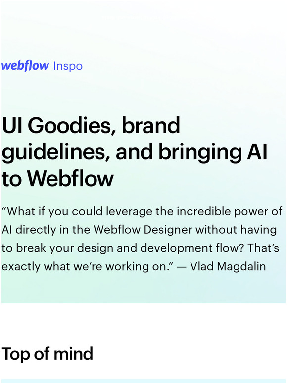 Webflow: UI Goodies, brand guidelines, and bringing AI to Webflow 🪄 ...