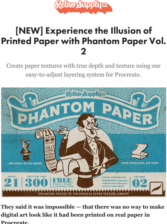 RetroSupply: [NEW] Phantom Paper Vol. 2 for Procreate | Milled