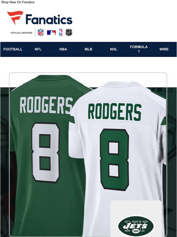 Fanatics: Jets Aaron Rodgers Gear NOW Available | Milled