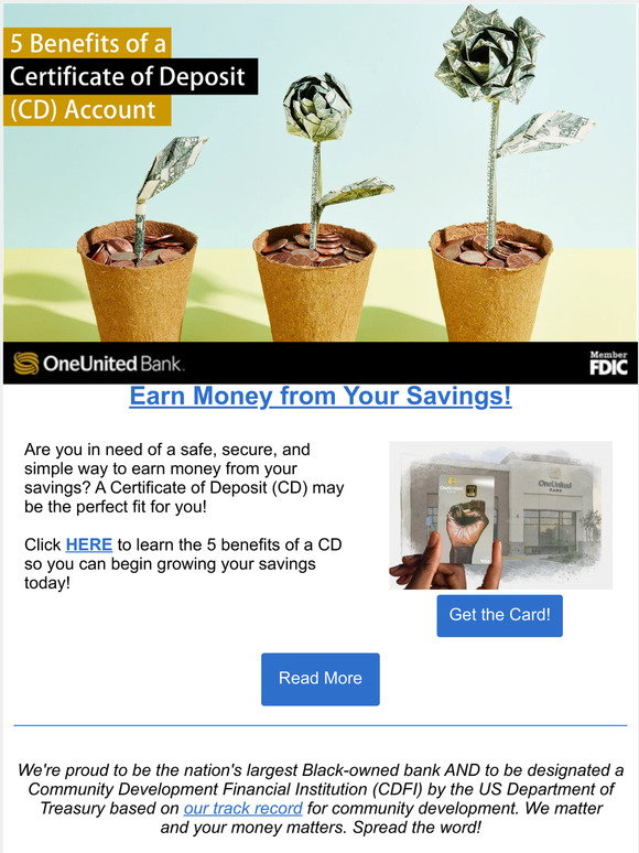 oneunited: 5 Benefits of a Certificate of Deposit! | Milled