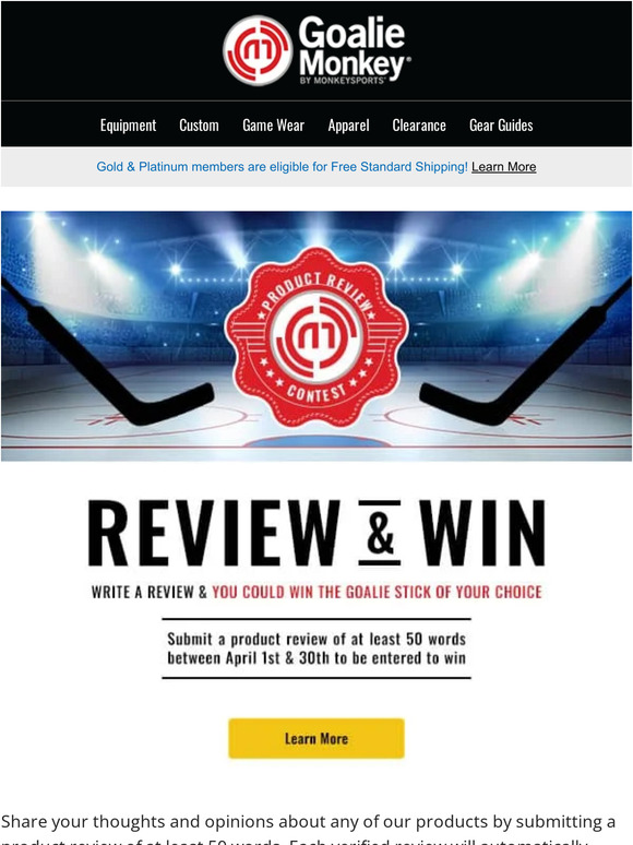 GoalieMonkey: Time is running out! Enter our product review contest ...