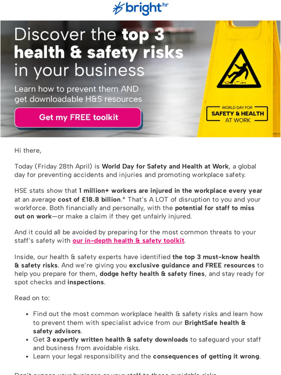 BrightHR: Revealed: The top 3 health & safety risks for employers are ...