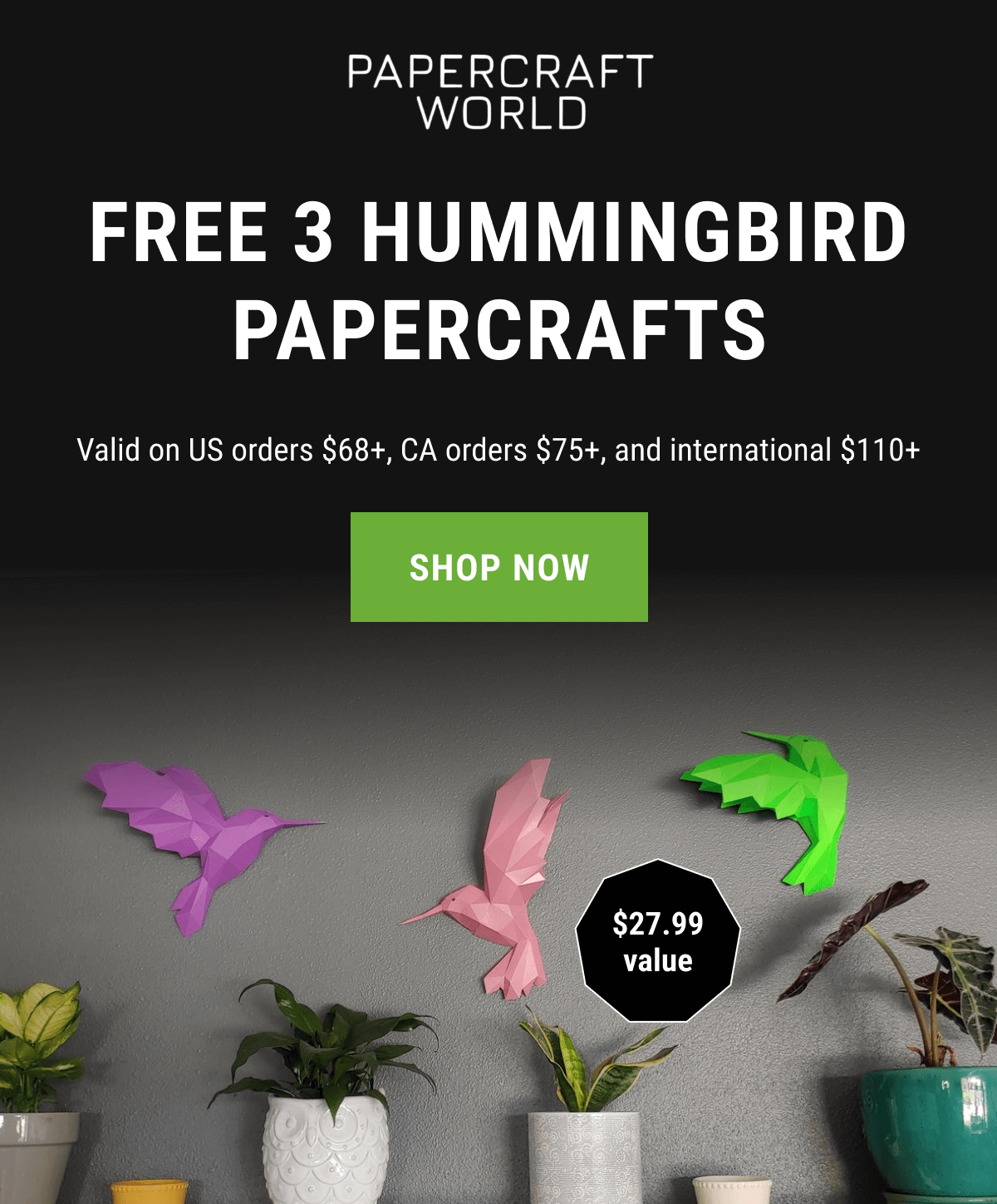 PaperCraft World: Get 3 FREE hummingbird papercrafts with your purchase ...