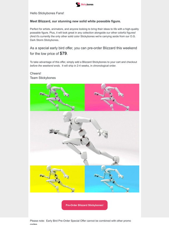 Stickybones: Introducing New All White BLIZZARD Stickybones - Pre-Order ...