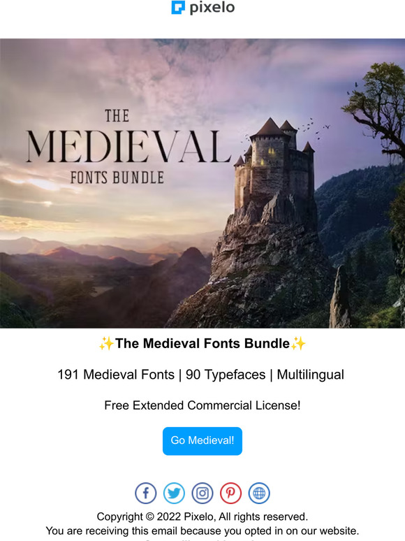 Pixelo: 221 Royal Medieval Fonts! | Milled