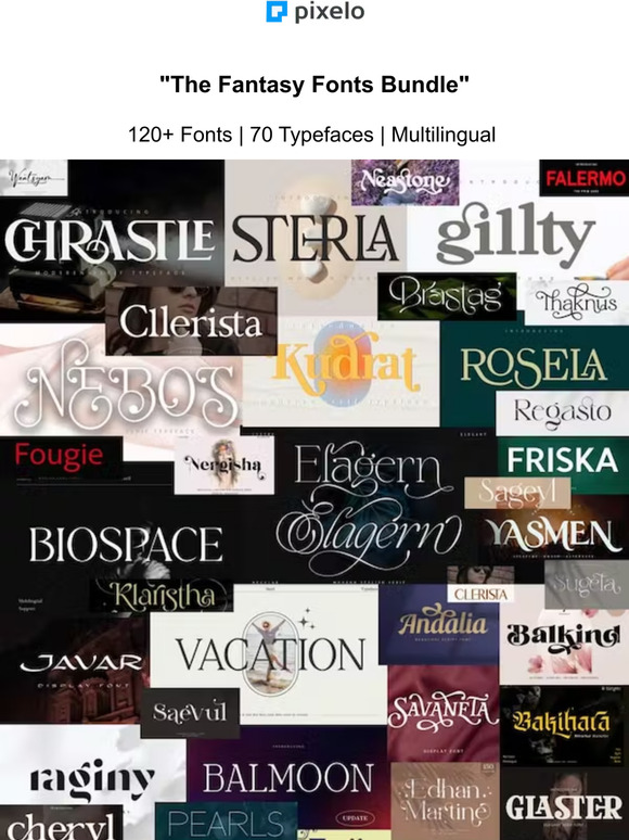 Pixelo: 120+ Spellbound Fonts! | Milled