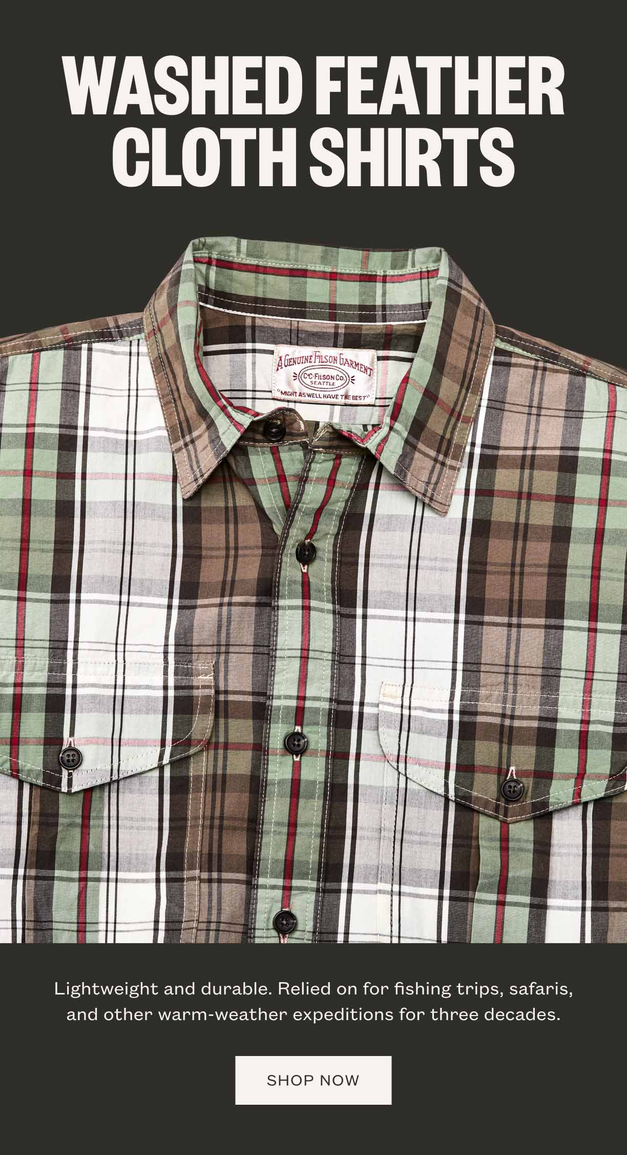 Filson: Washed Feather Cloth Shirts | Milled