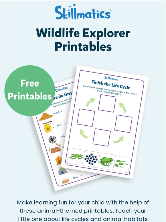Skillmatics: [FREE PRINTABLES] 🐯🐾Animal-themed learning printables! | Milled