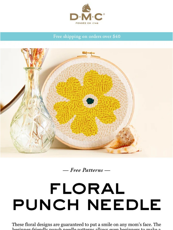 DMC: Free Patterns: Floral Punch Needle 🌼 | Milled