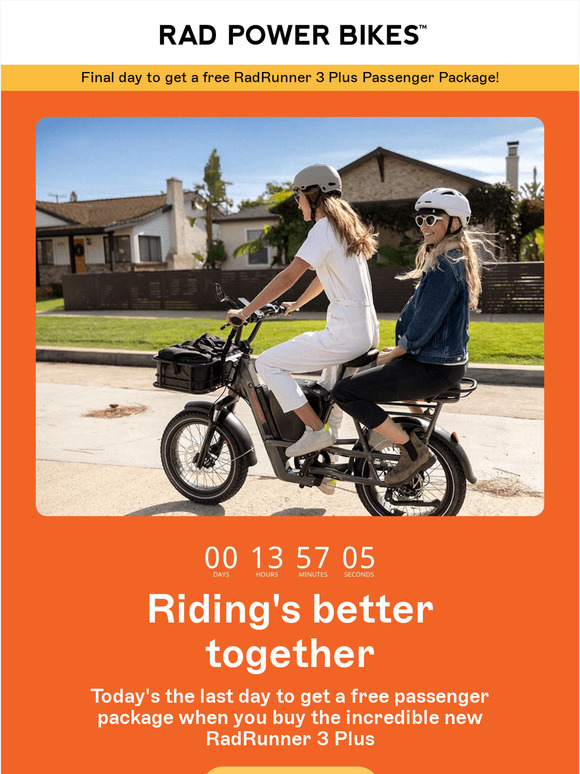 Rad Power Bikes: Last chance to score a free RadRunner 3 Plus passenger ...