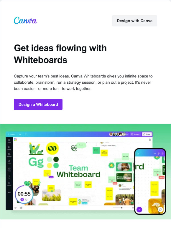 Canva: Capture your team's best ideas with Whiteboards. | Milled